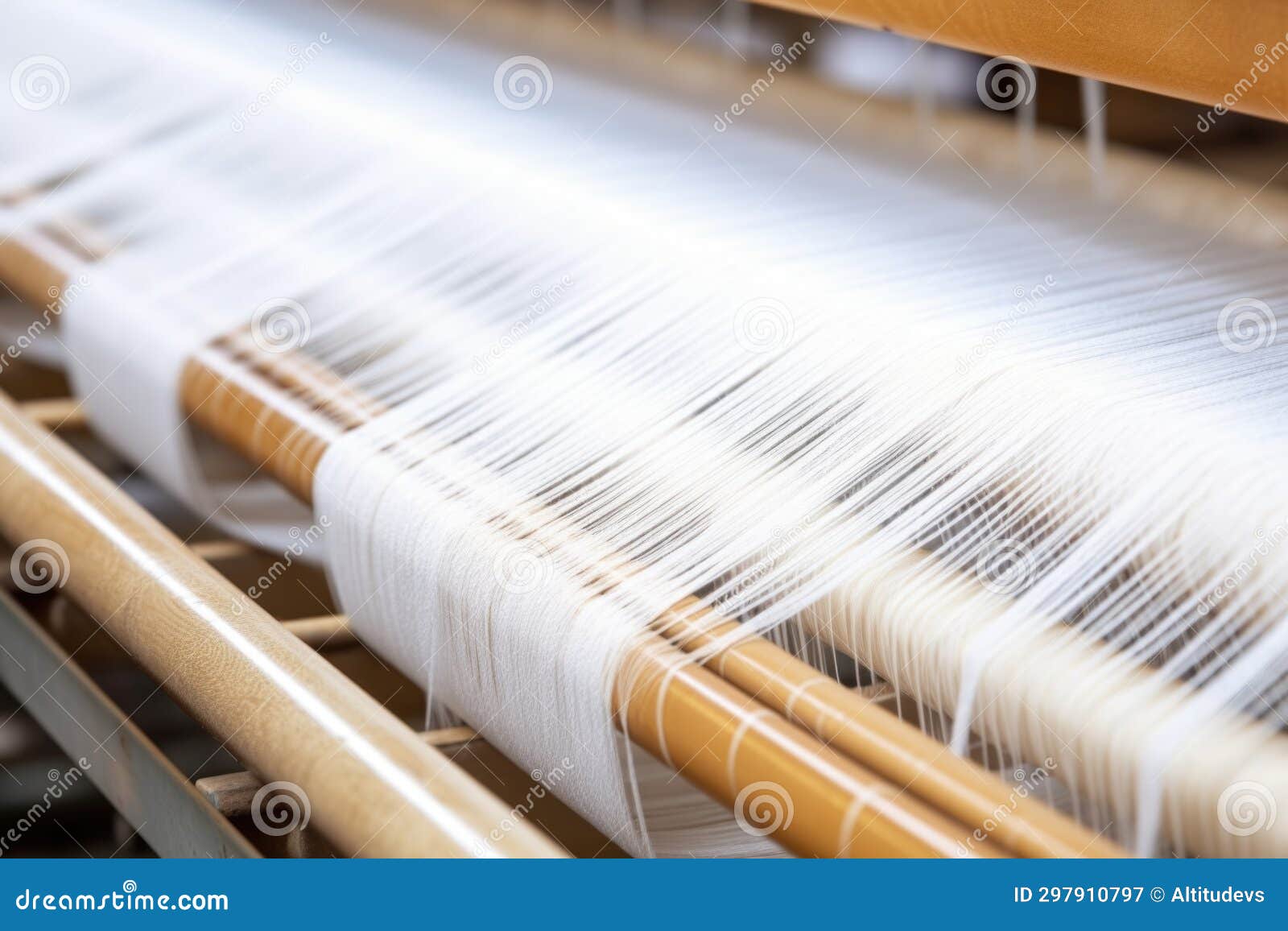 Close Shot of a Power Loom Running with White Thread Stock Image ...