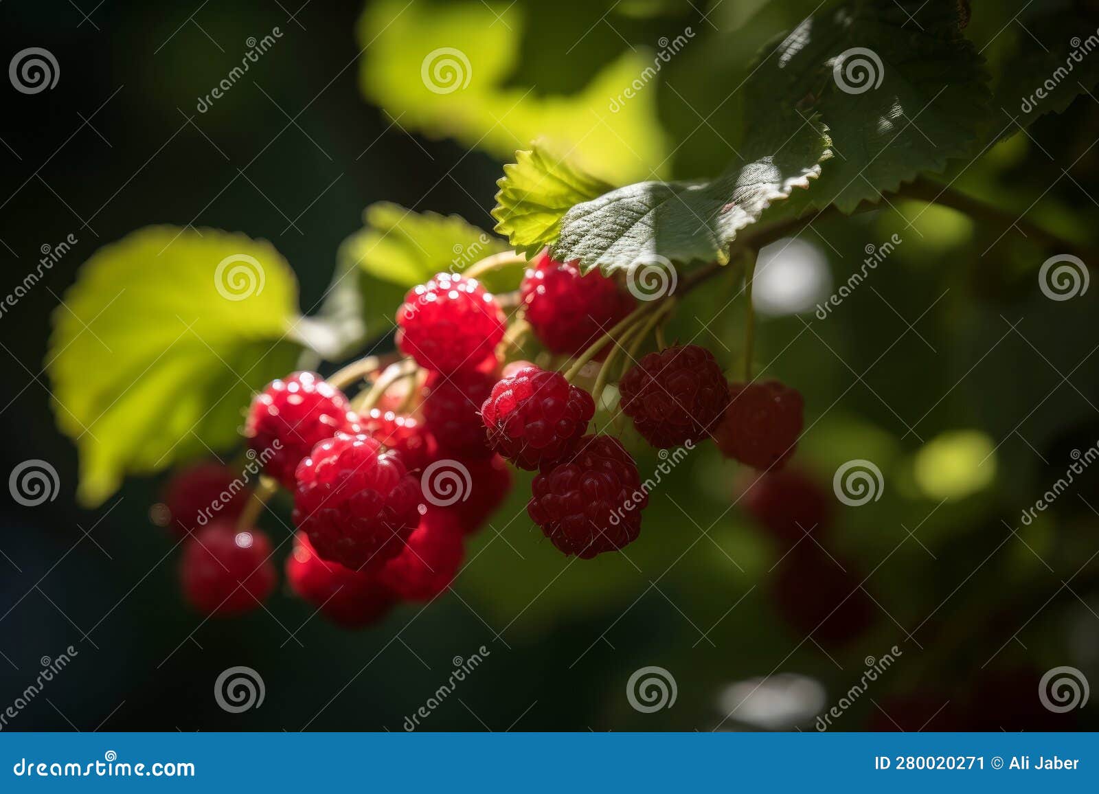 A Close Shot of a Red Raspberry Tree Ai Generative Illustration Stock ...