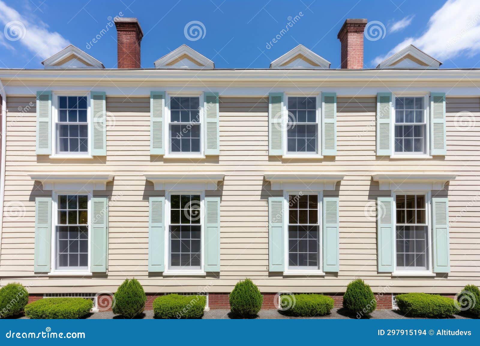 Close Shot of the Symmetrically Aligned Windows of a Colonial House ...