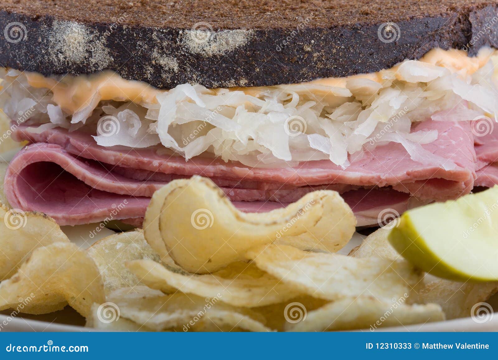 Close Side View of a Reuben Sandwich Stock Image - Image of macro ...