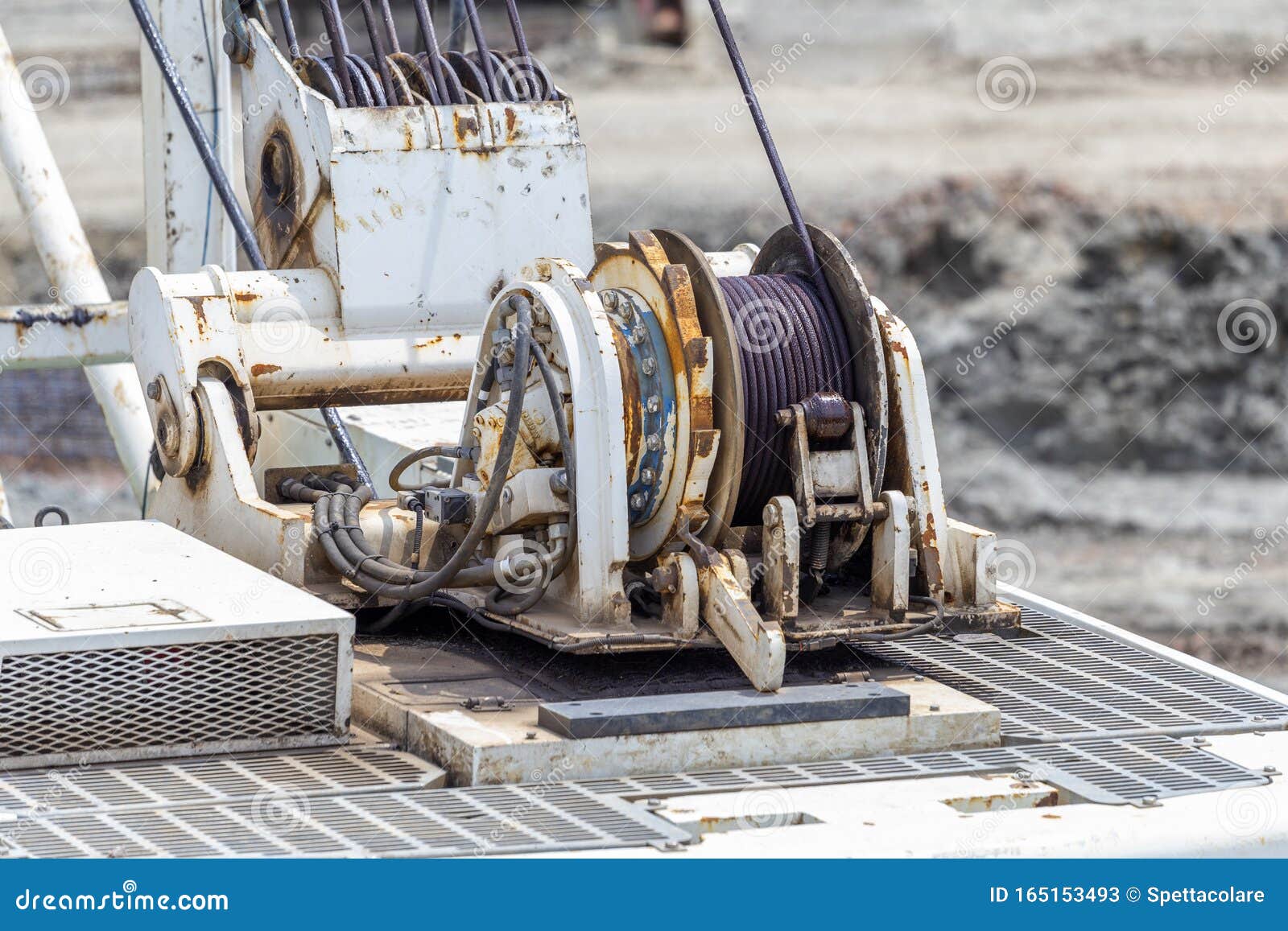 Close of Special Machine with Metal Cable Crane Winch Stock Image ...