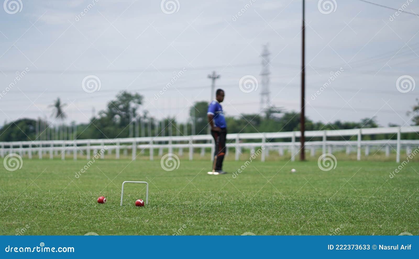 Close To the Gateball on the Grass Field Stock Image - Image of moment ...