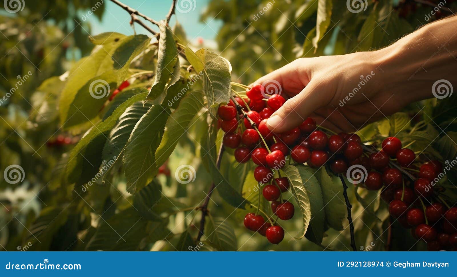 Close-uo of Hands Picking Cherry, Cherries in the Garden, Harvest for ...