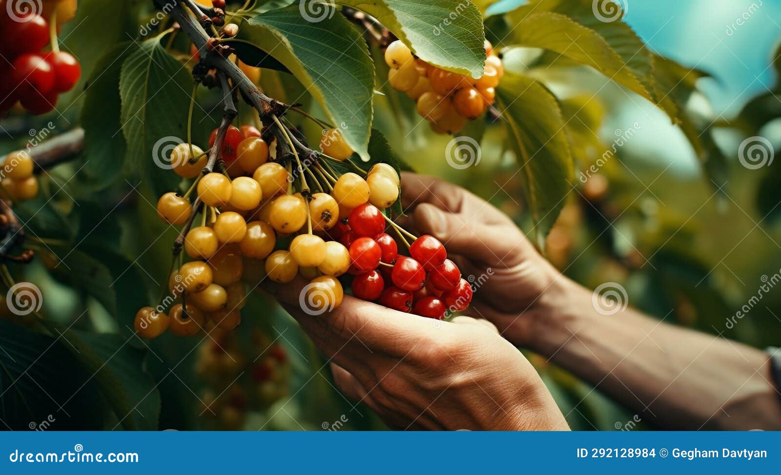 Close-uo of Hands Picking Cherry, Cherries in the Garden, Harvest for ...