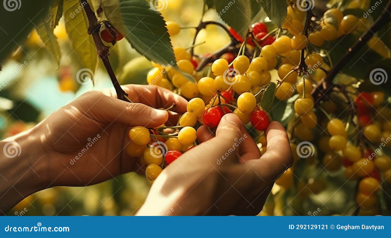 Close-uo of Hands Picking Cherry, Cherries in the Garden, Harvest for ...