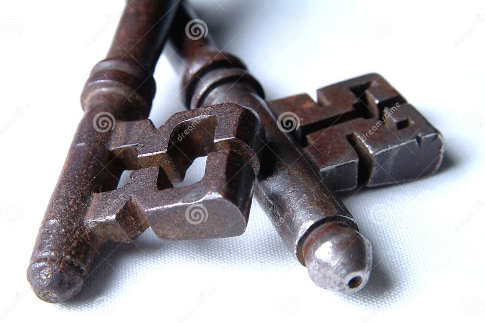 Close Up of 2 Antique Keys stock image. Image of vintage - 61923
