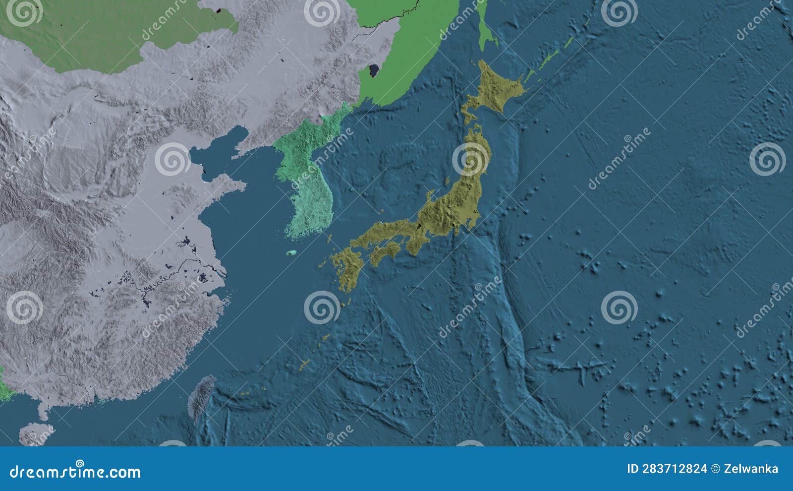 Japan Area. Administrative Map Stock Illustration - Illustration of ...