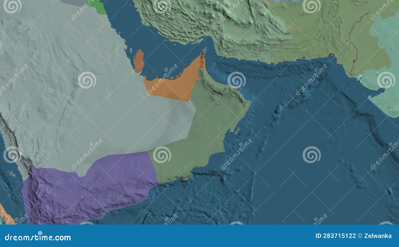 Oman Area. Administrative Map Stock Illustration - Illustration of ...