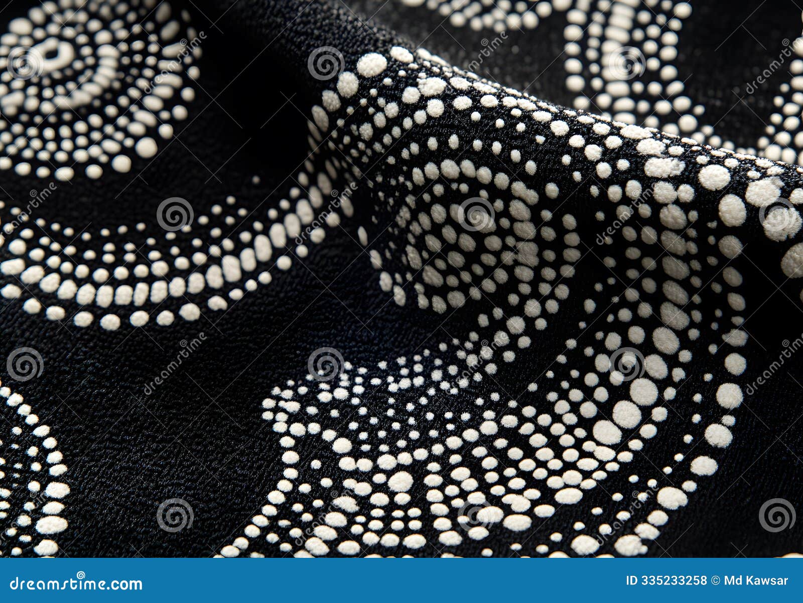 Aboriginal Dot Painting Pattern on Black Fabric Stock Illustration ...
