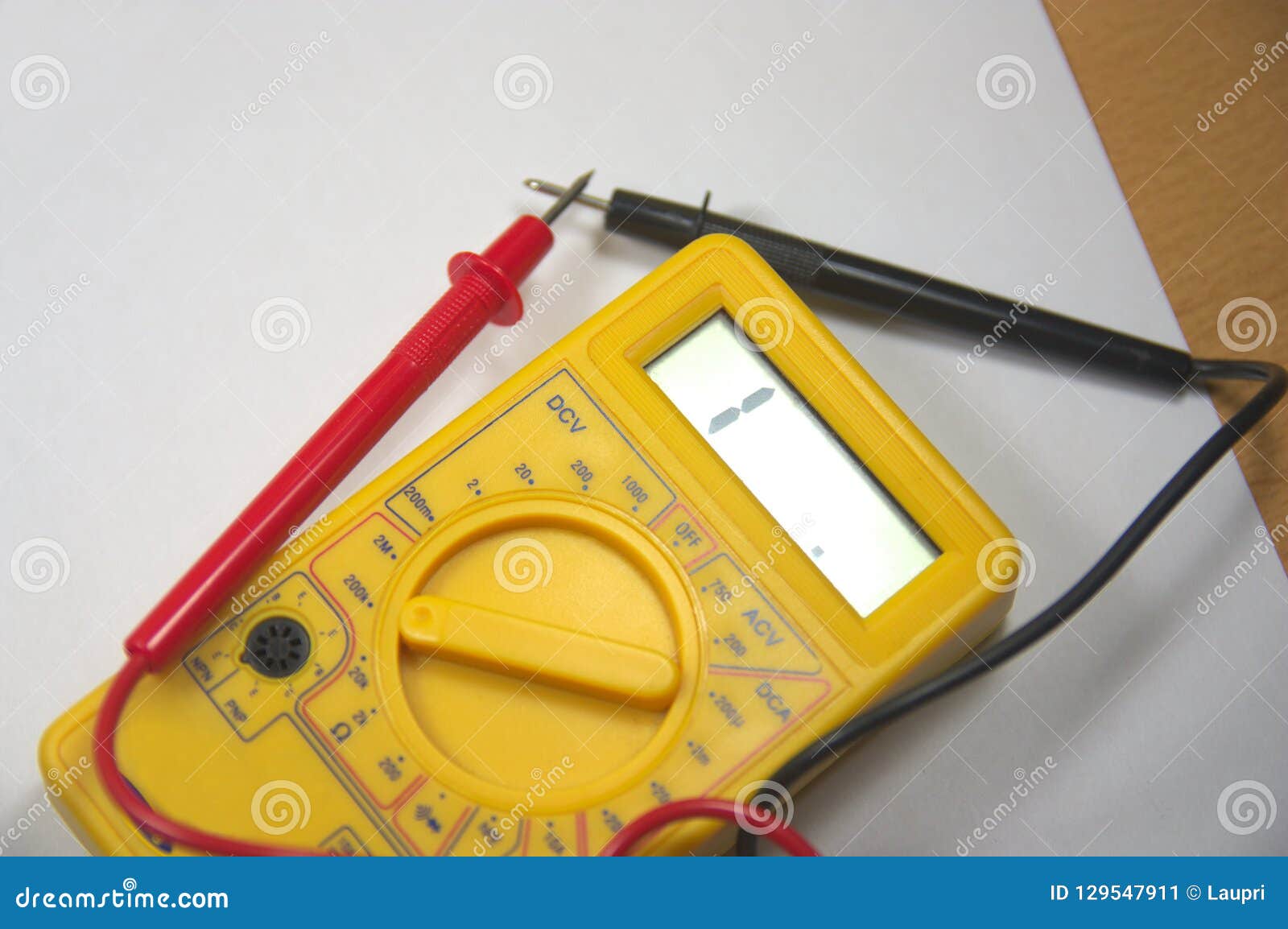A Yellow Multimeter with Red and Black Tips Stock Image - Image of ...