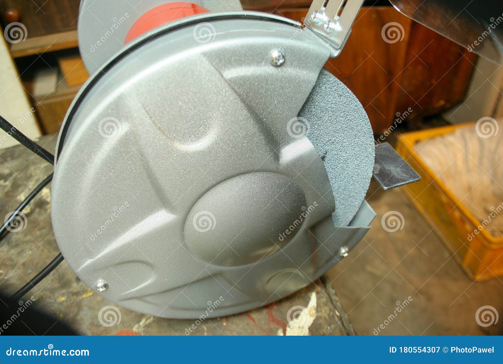 Close-up of Abrasive Disc on Bench Grinder Stock Image - Image of bench ...