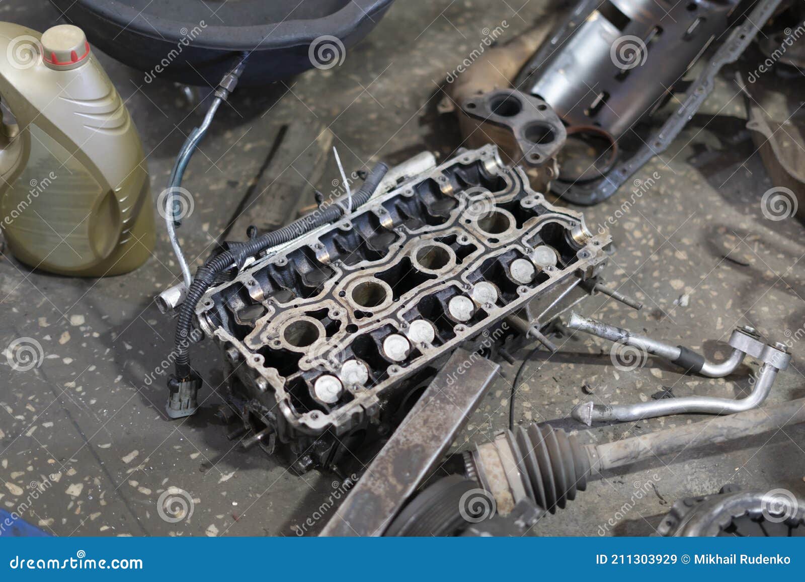 A Close Up Abstract Car Engine Motor, Disassembled Auto Detail, Fix ...