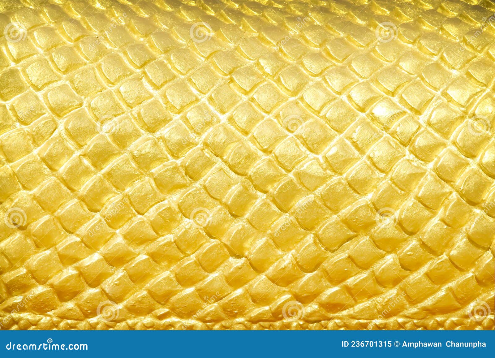 Abstract Gold Yellow Serpent Scale Statue Texture With Seamless Patterns For Background Stock