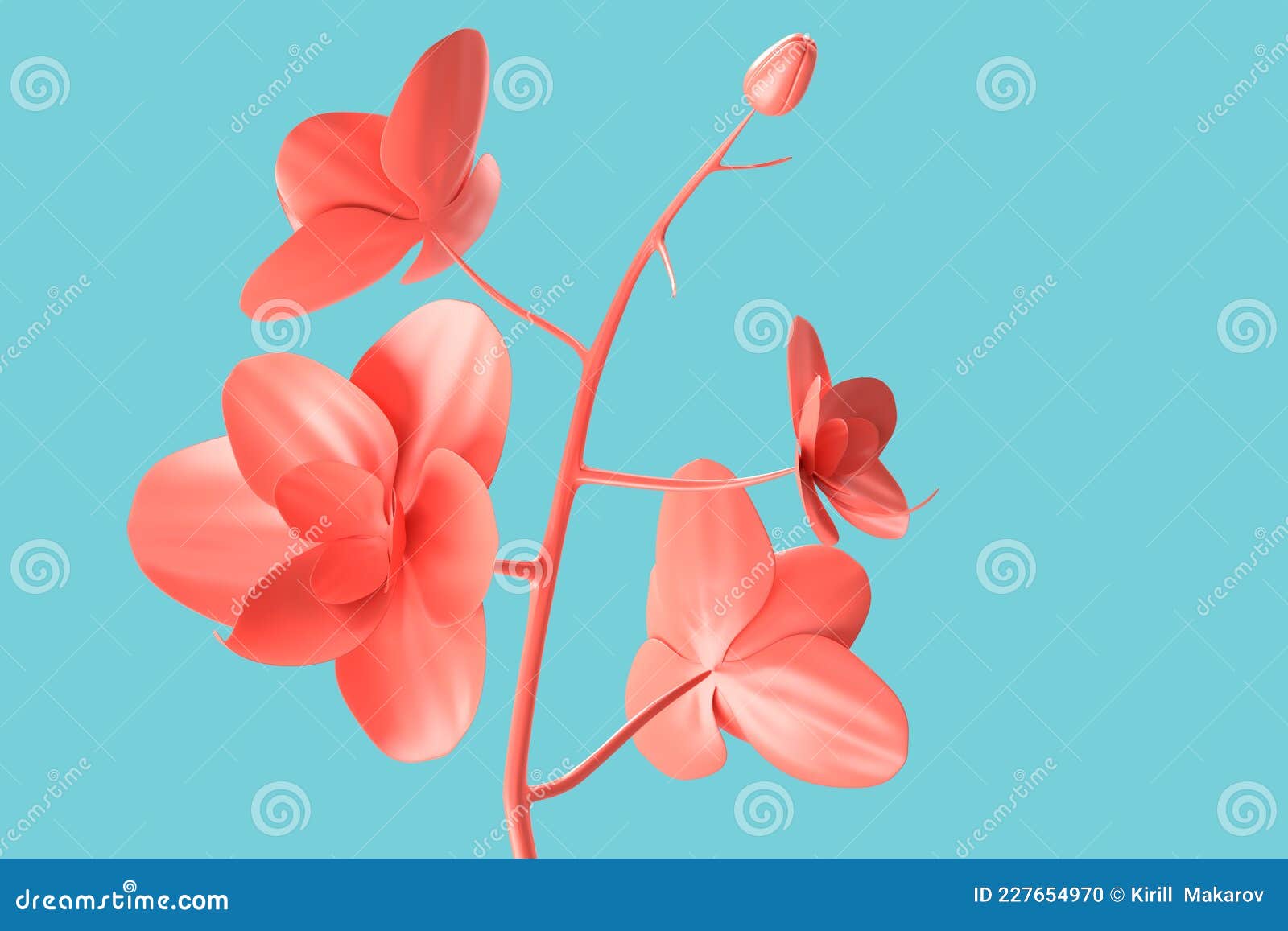 Close-up of Abstract Minimalistic Pink Flower Over Teal Background. 3D ...