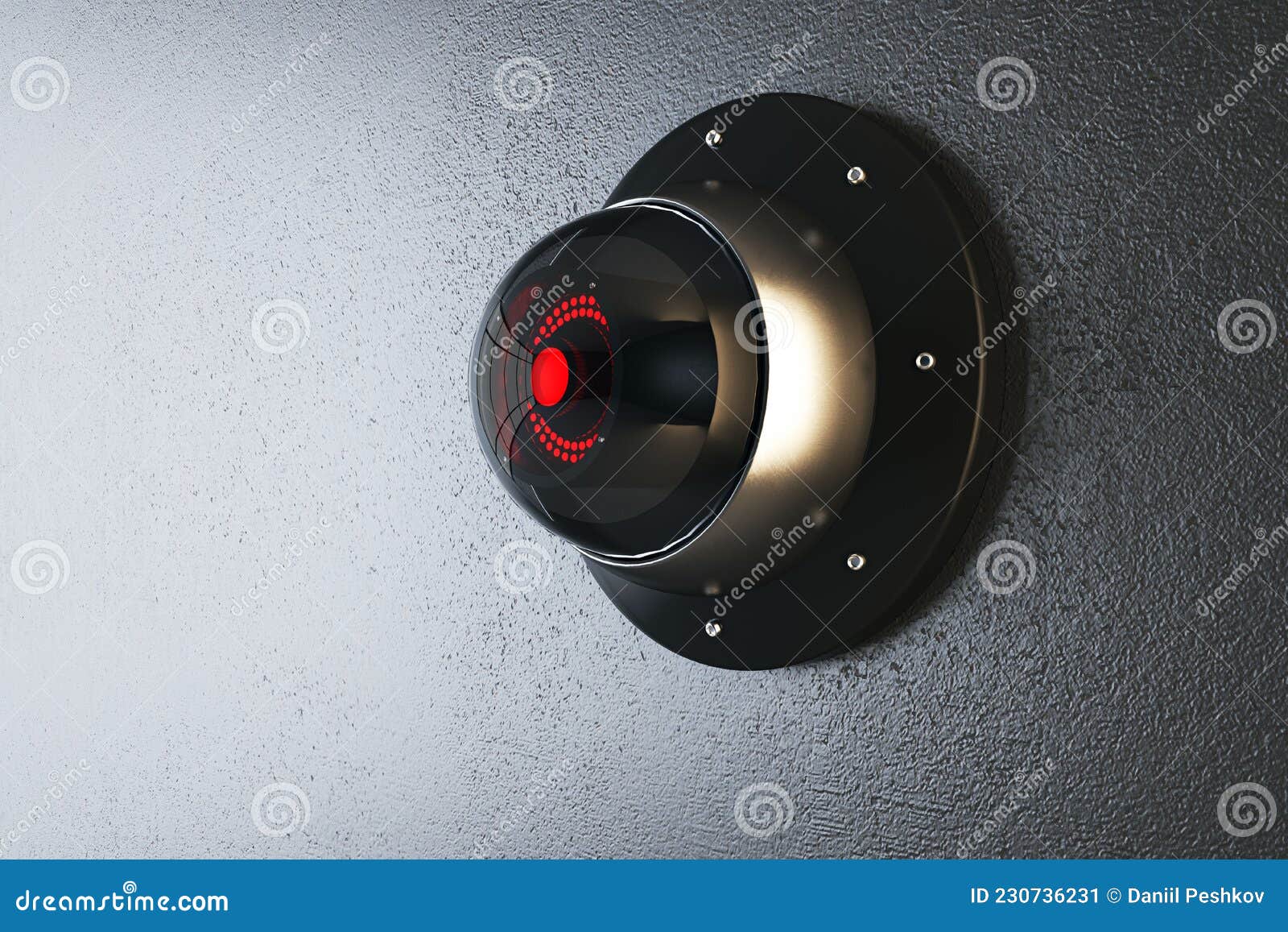 Close Up of Abstract Round Black Cctv Camera on Concrete Wall ...