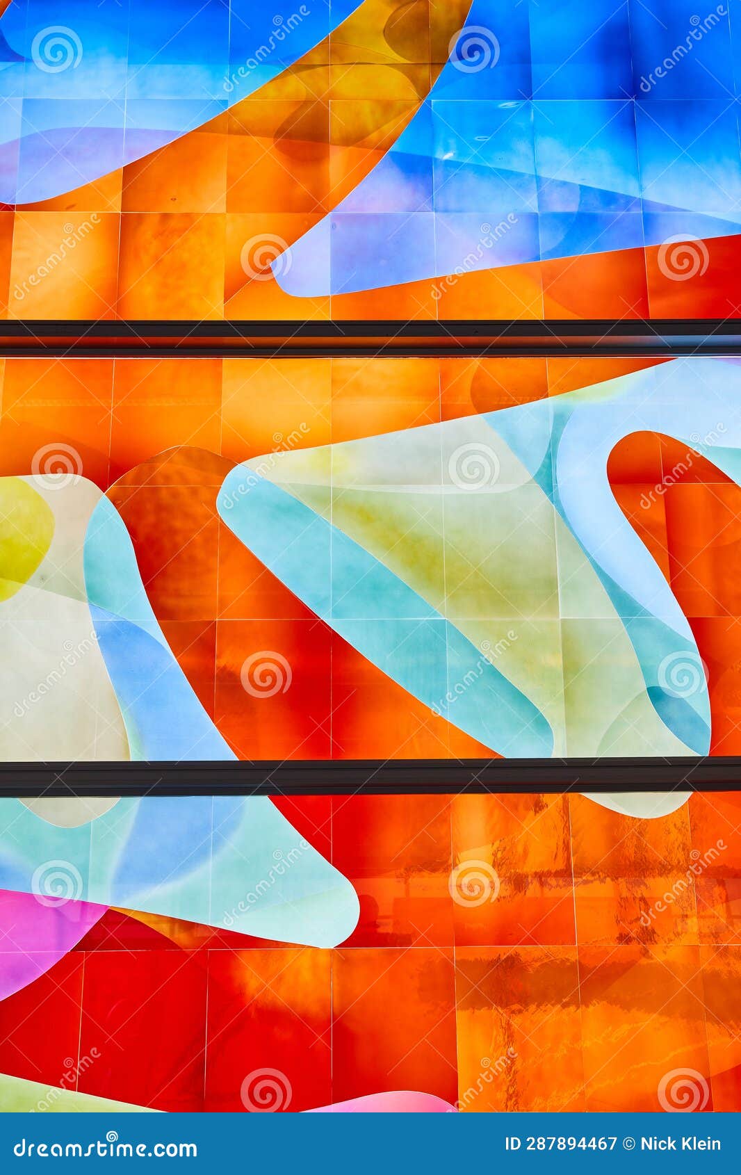 Close Up of Abstract Window Art with Vibrant Colors Stock Image - Image ...