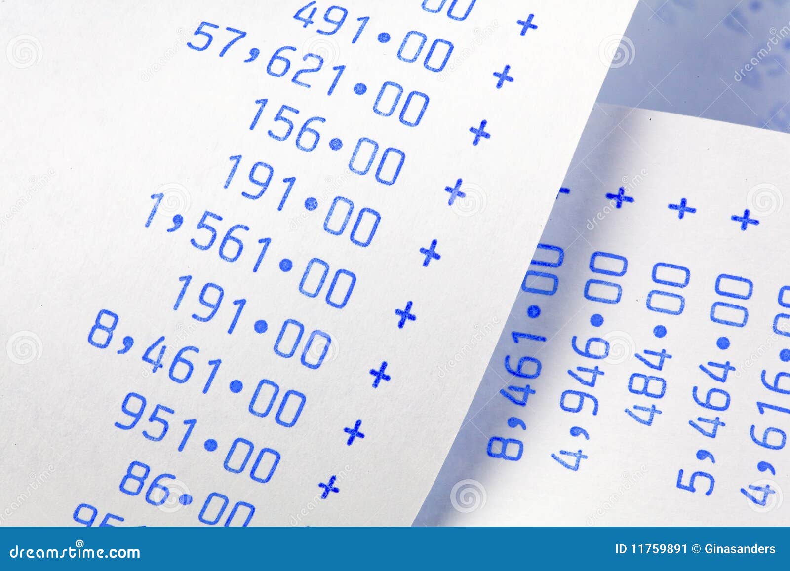 Close-up of Adding Machine Printouts Stock Image - Image of accounting ...