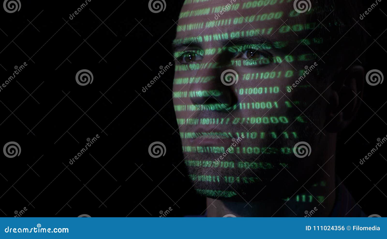 Close Up of an Adult Hacker with Beard Working at a Computer while ...