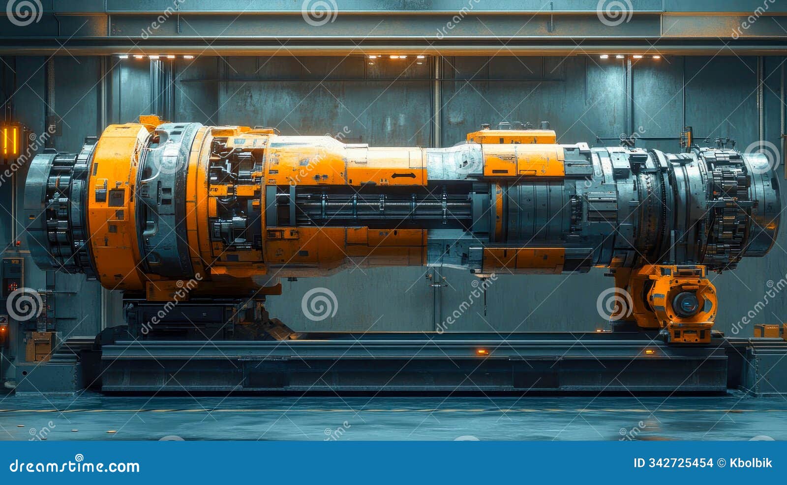 Close-up of an Advanced Industrial Robotic Arm and Lathe Machine ...