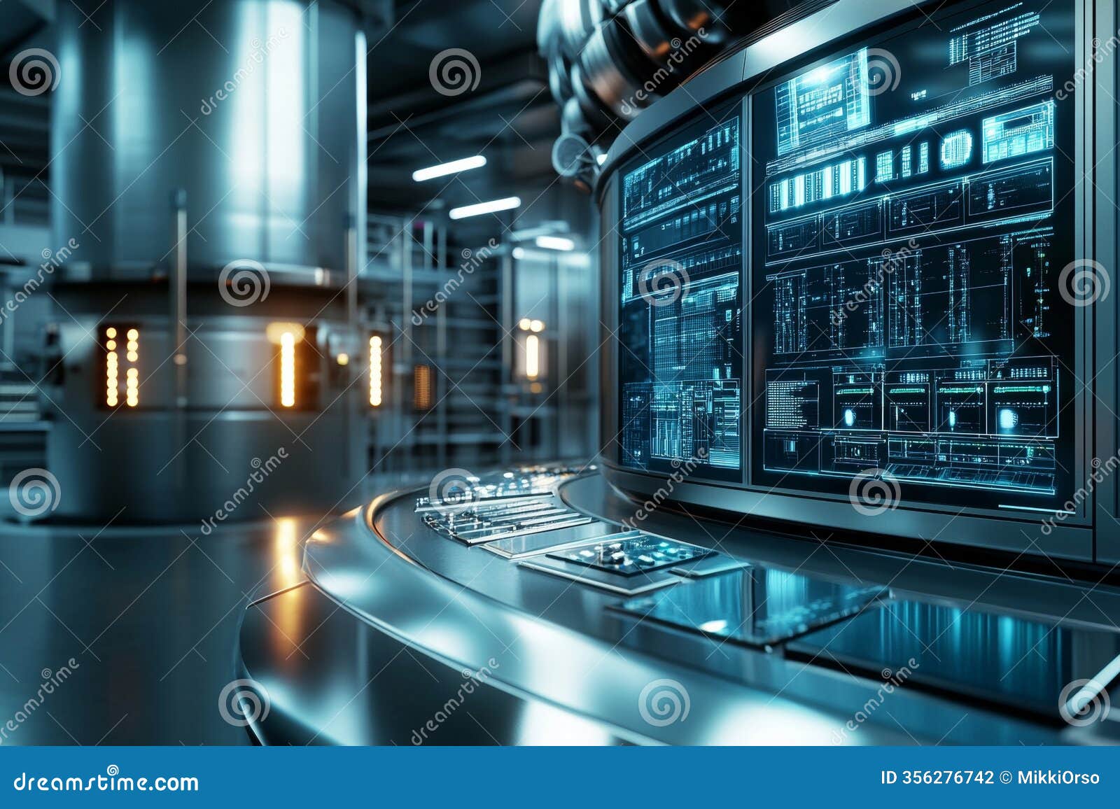 Close Up of Advanced Metallic Nuclear Payload Container in High Tech ...