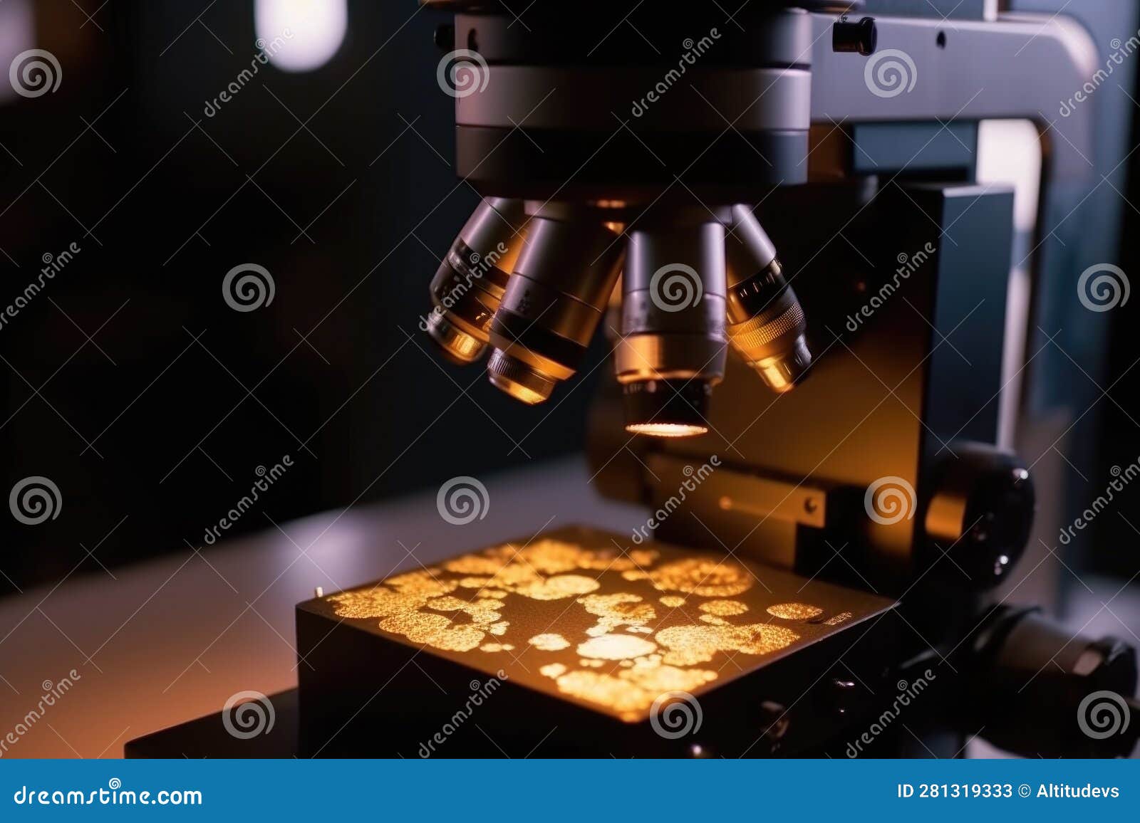 Advanced Microscope And Beakers: The Future Of Science Stock Photo ...