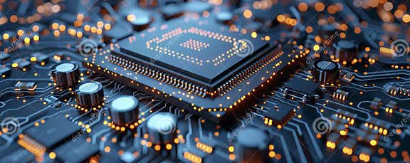 Close-up of Advanced Semiconductor Chip, Floating in Holographic ...