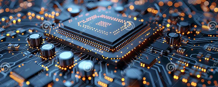 Close-up of Advanced Semiconductor Chip, Floating in Holographic ...