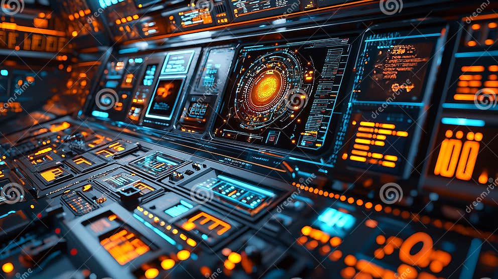 A Close-up of an Advanced Space Technology Control Panel with ...