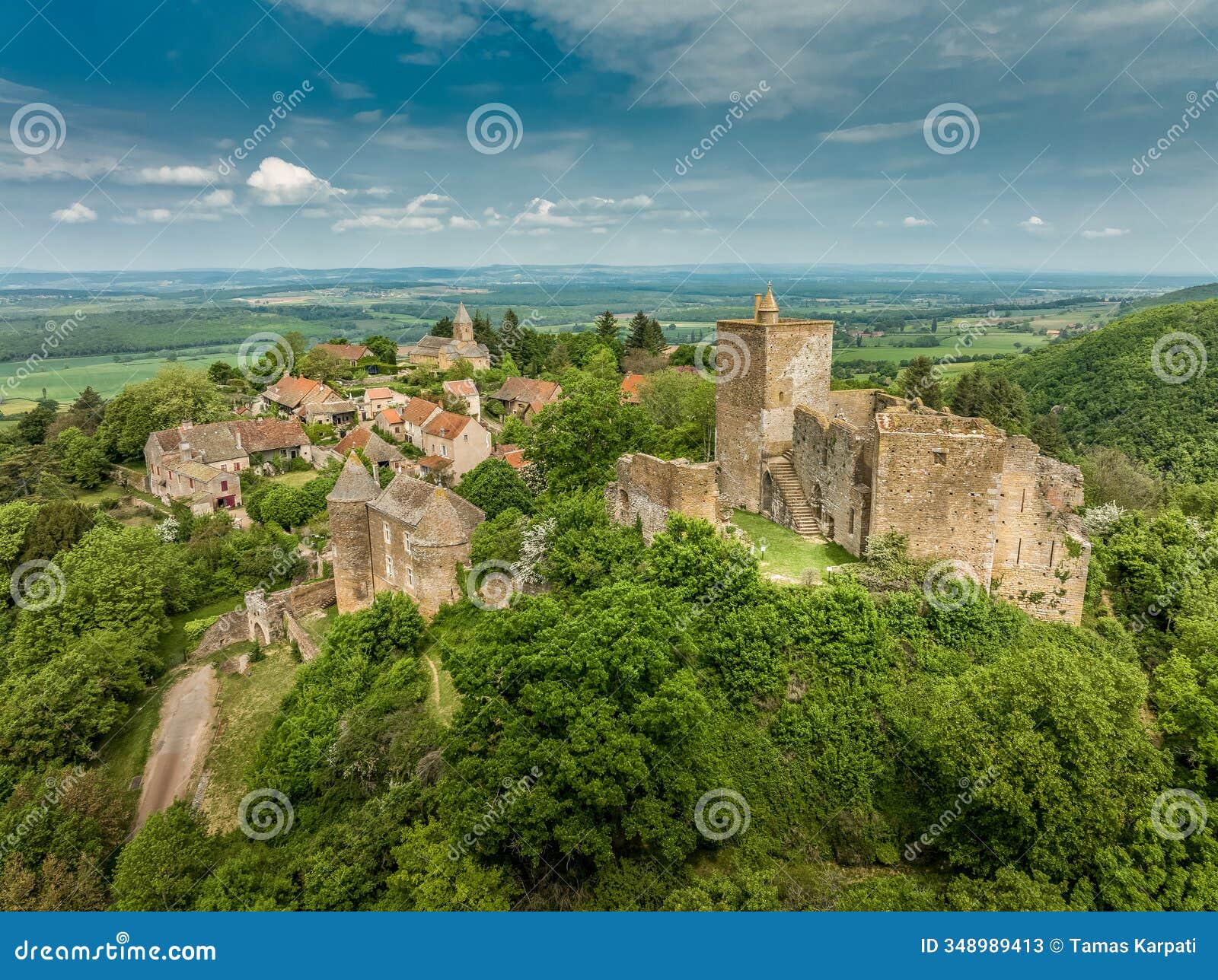 Aerial View of the Rectangular Keep, Ruined Gothic Palace and Circular ...