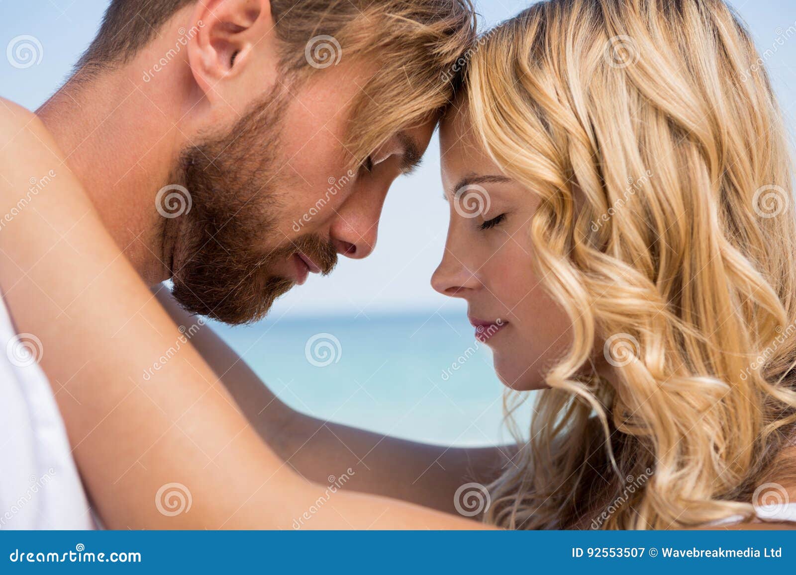 Close-up of Affectionate Couple with Eyes Closed Stock Image - Image of ...