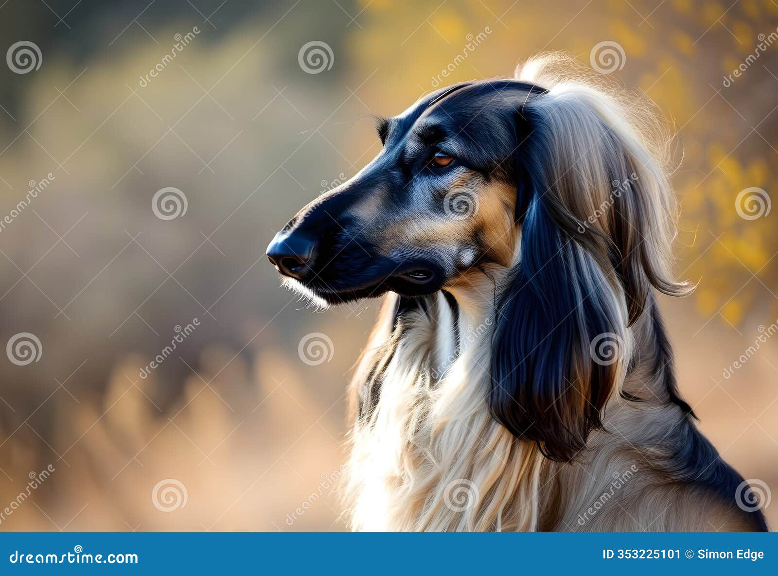 Afghan Shepherd Breed Digital Art Illustration Isolated On White Black ...