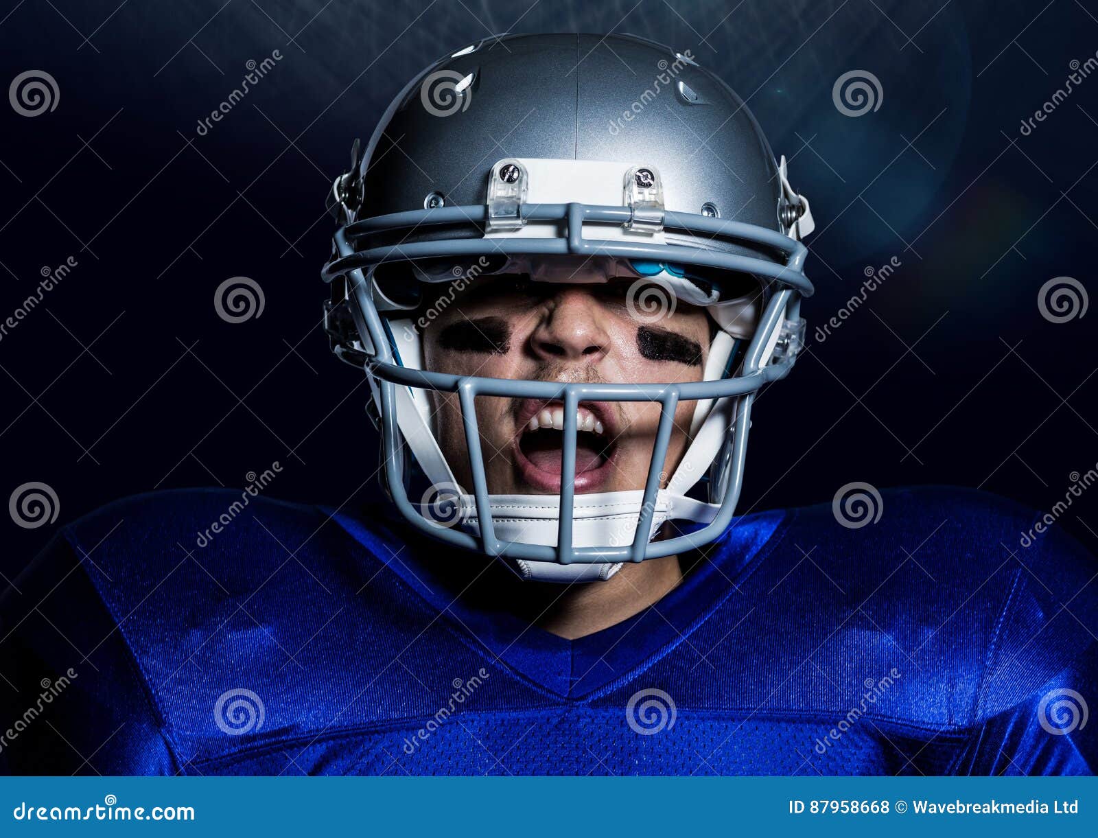 Close-up of Aggressive American Player in Helmet Stock Photo - Image of ...