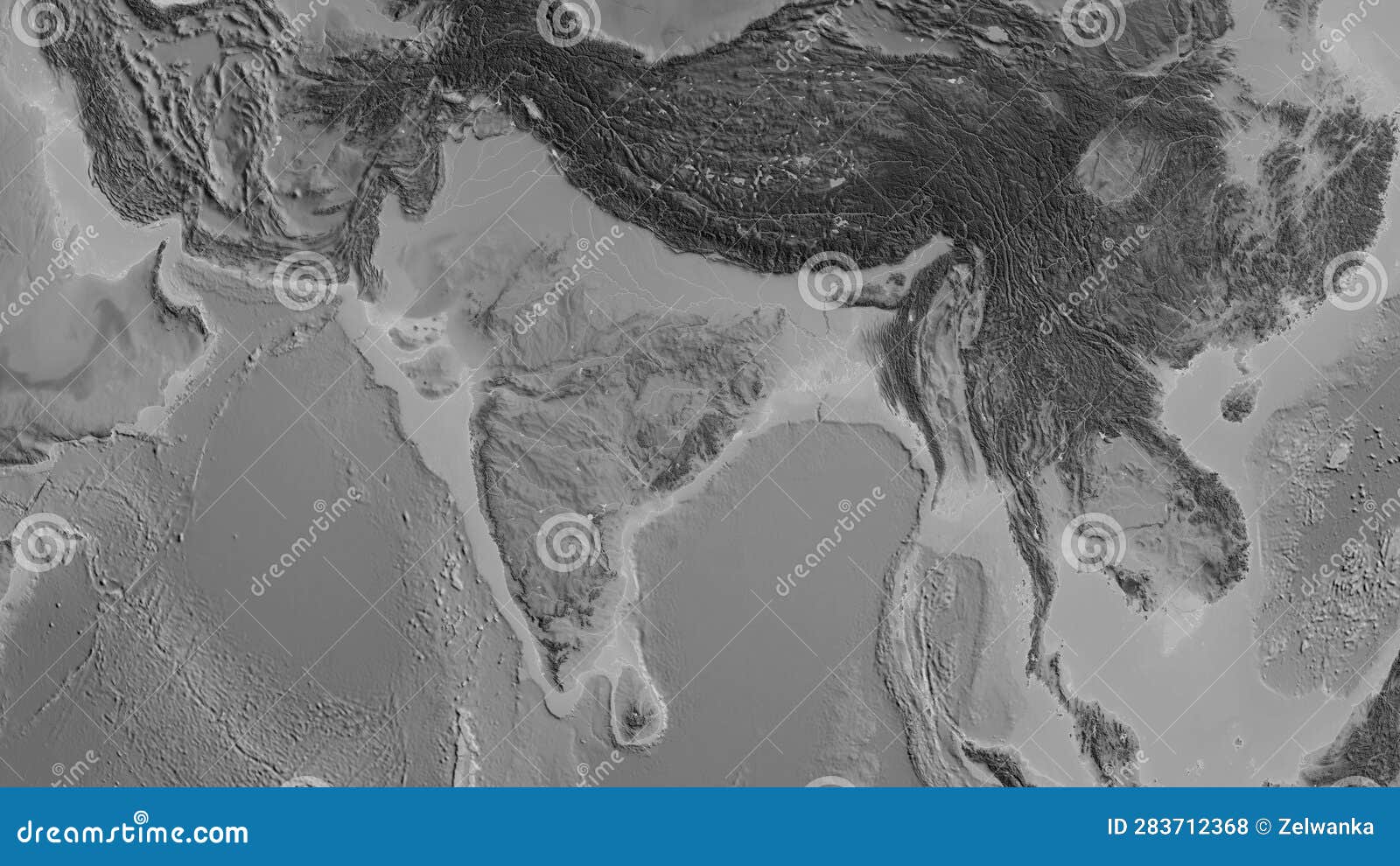 India area. Grayscale map stock illustration. Illustration of globe ...