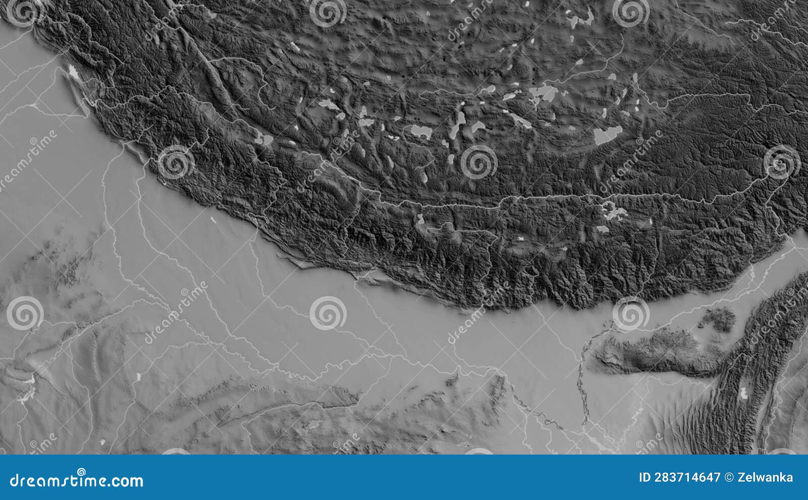 Nepal area. Grayscale map stock illustration. Illustration of border ...