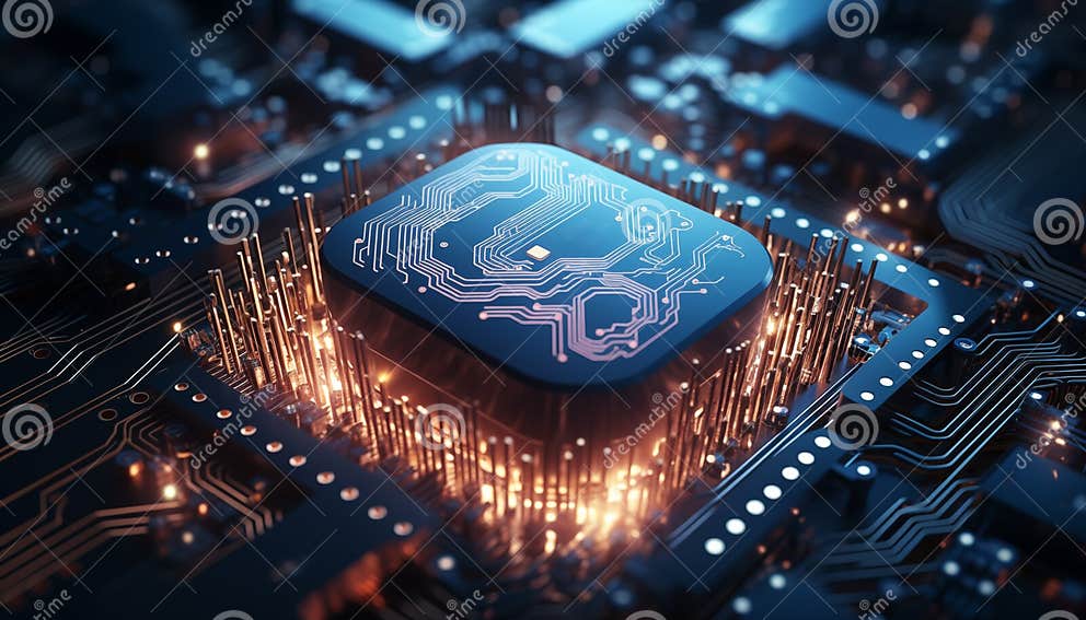 Close Up of an AI Artificial Intelligence GPU Chip on Motherboard ...