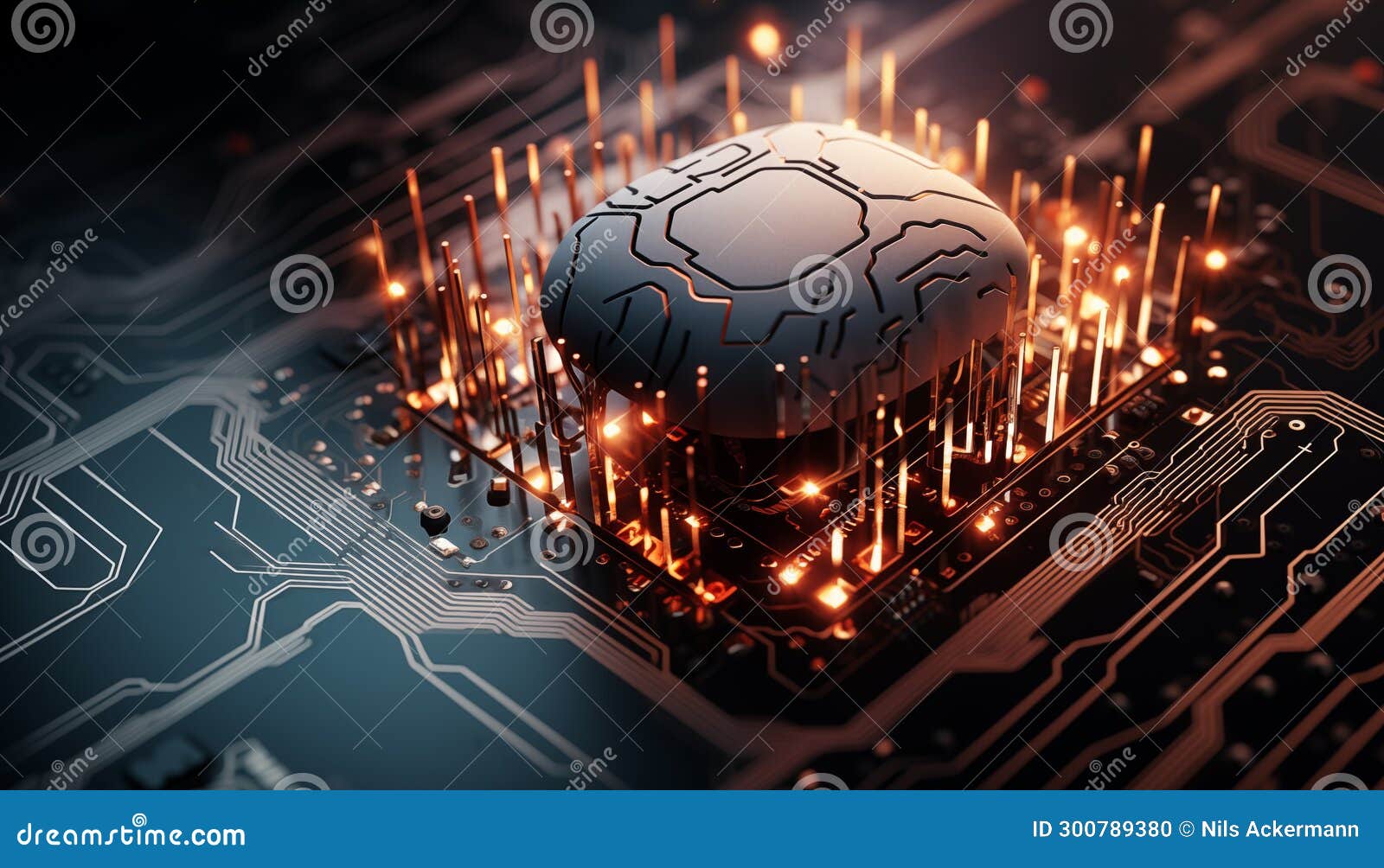 Close Up of an AI Artificial Intelligence GPU Chip on Motherboard ...
