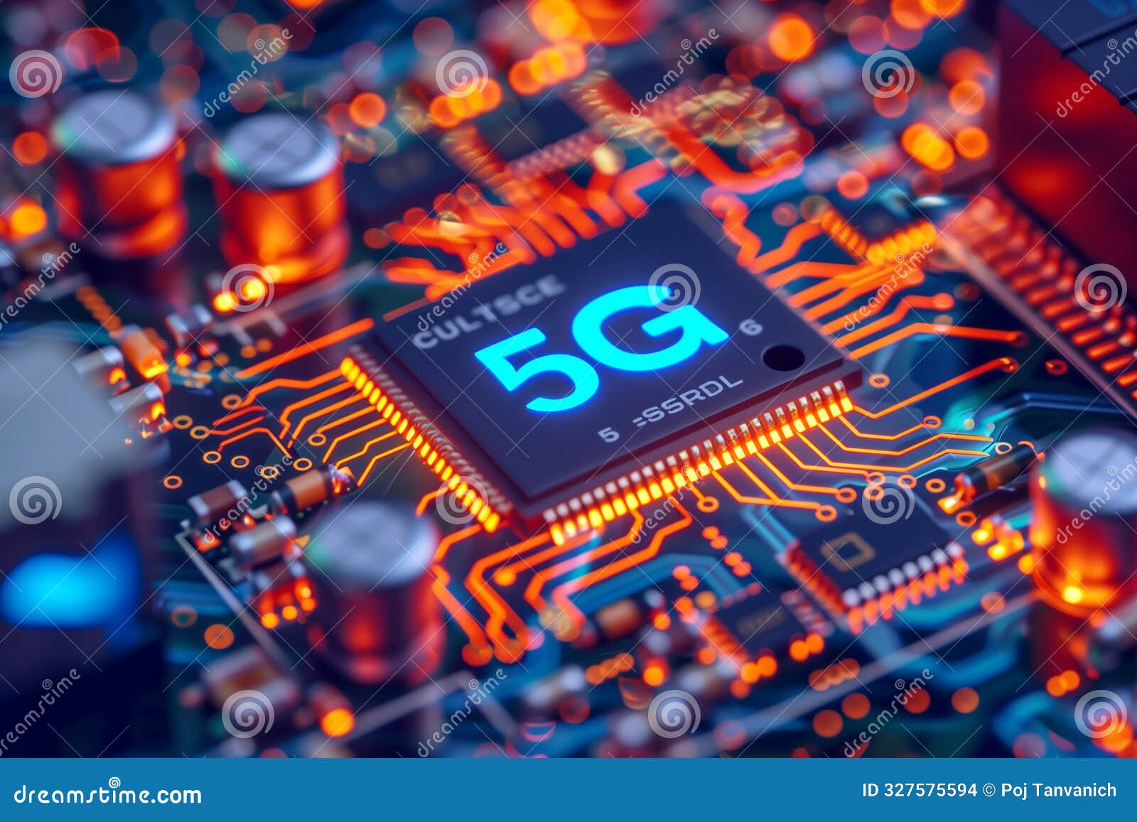 Close-up Of AI Microcomputer Chips On Motherboard Circuit Under ...