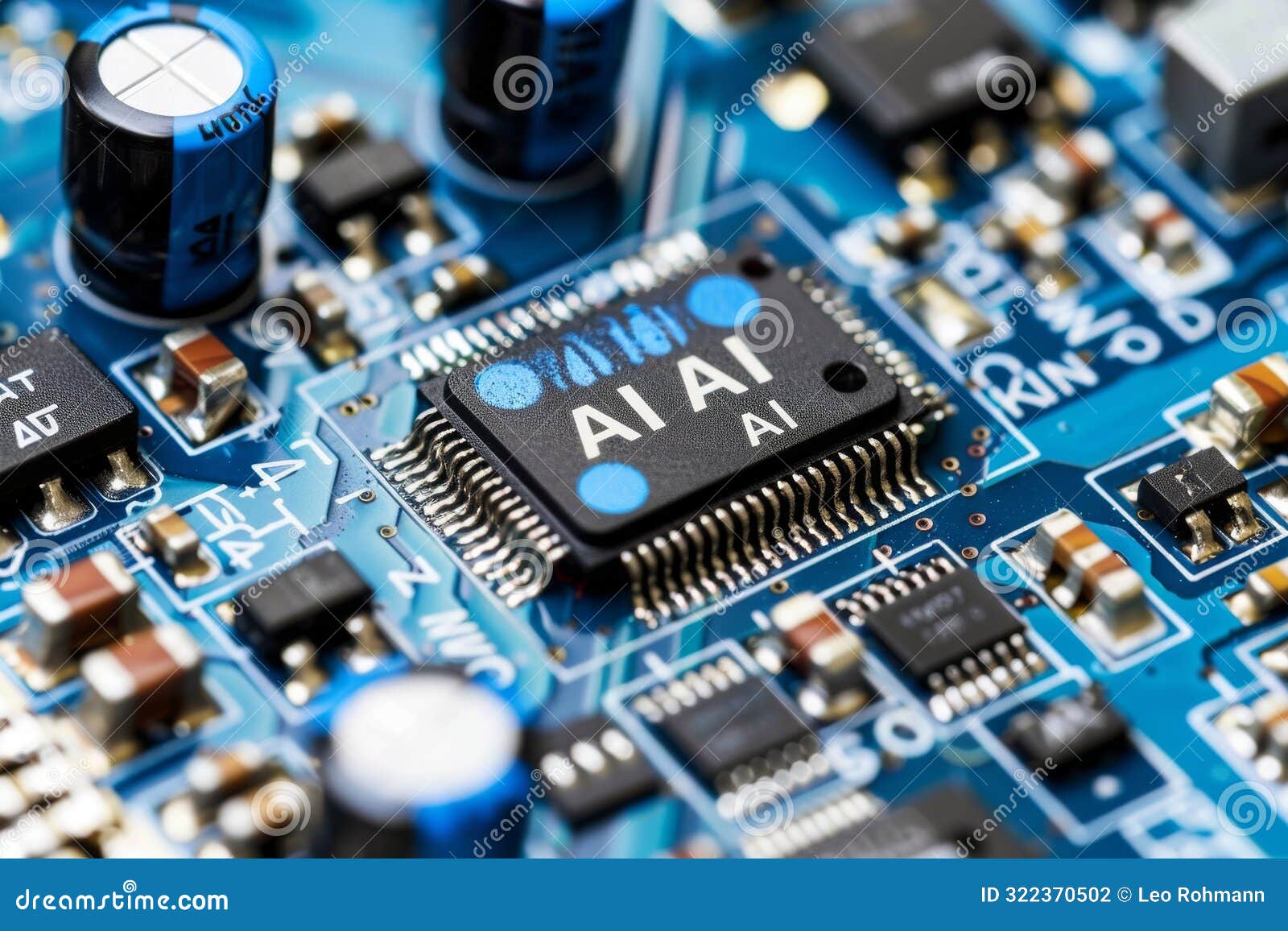 Close Up Of AI Microchips On A Circuit Board, Highlighting The ...