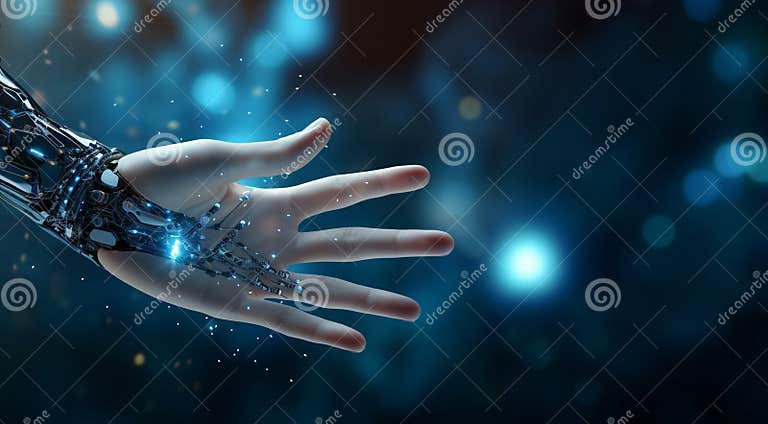 Close-up of AI Robot Hand, AI Robot Hand on Technology Background ...