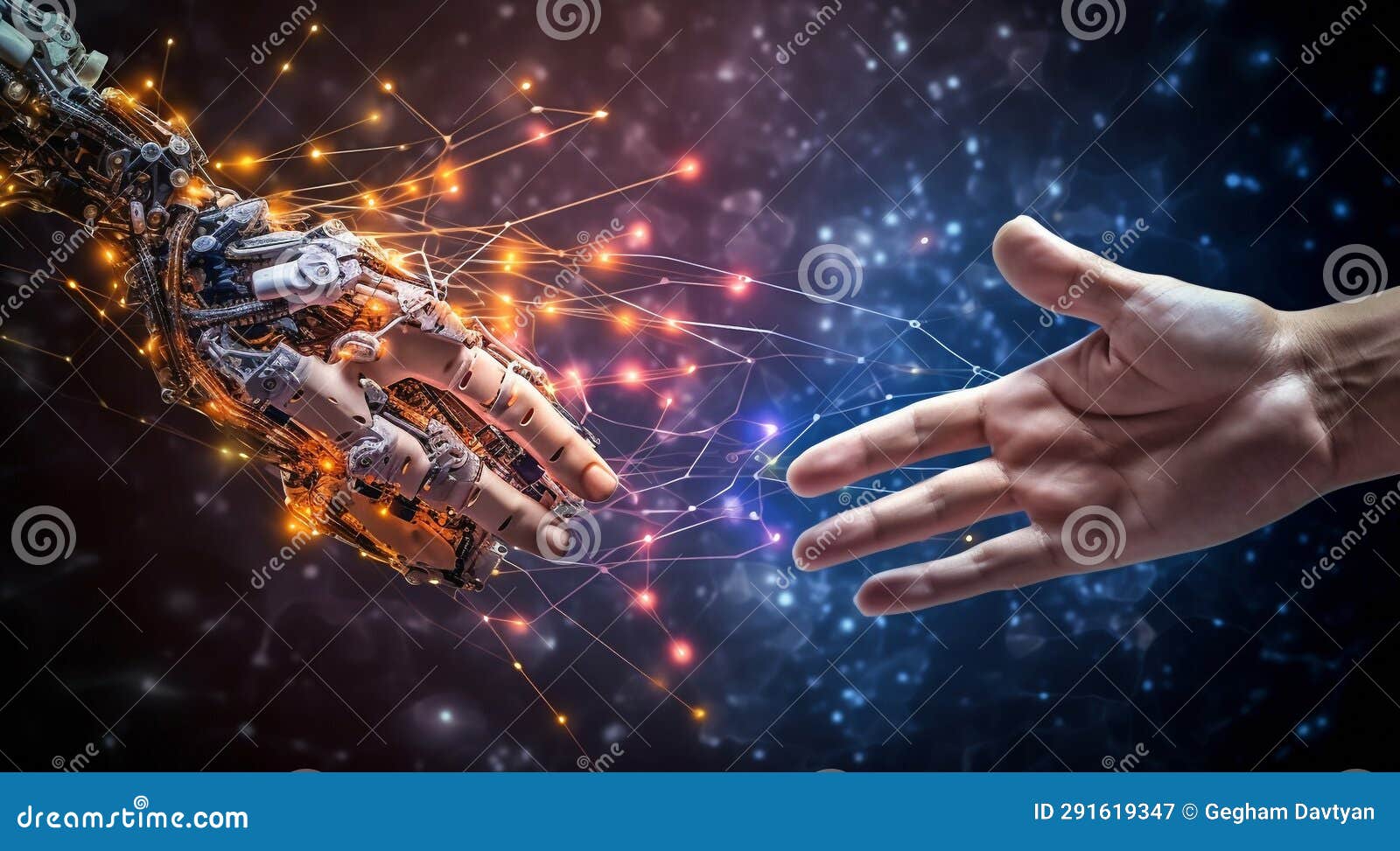Close-up of AI Robot Hand, AI Robot Hand on Technology Background ...