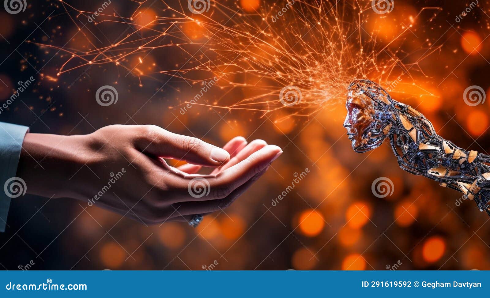 Close-up of AI Robot Hand, AI Robot Hand on Technology Background ...