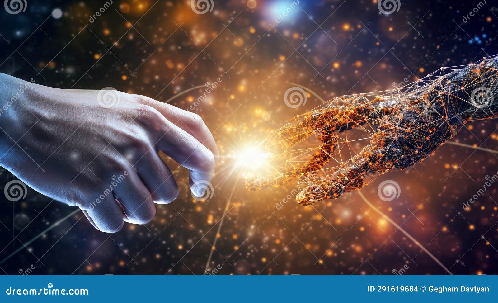 Close-up of AI Robot Hand, AI Robot Hand on Technology Background ...