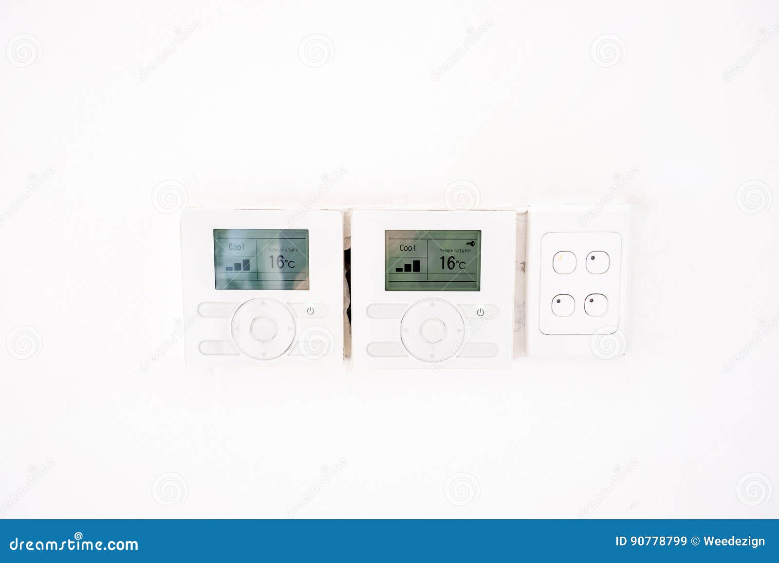 Close Up at Air Conditioner Controller on White Wall Stock Image ...
