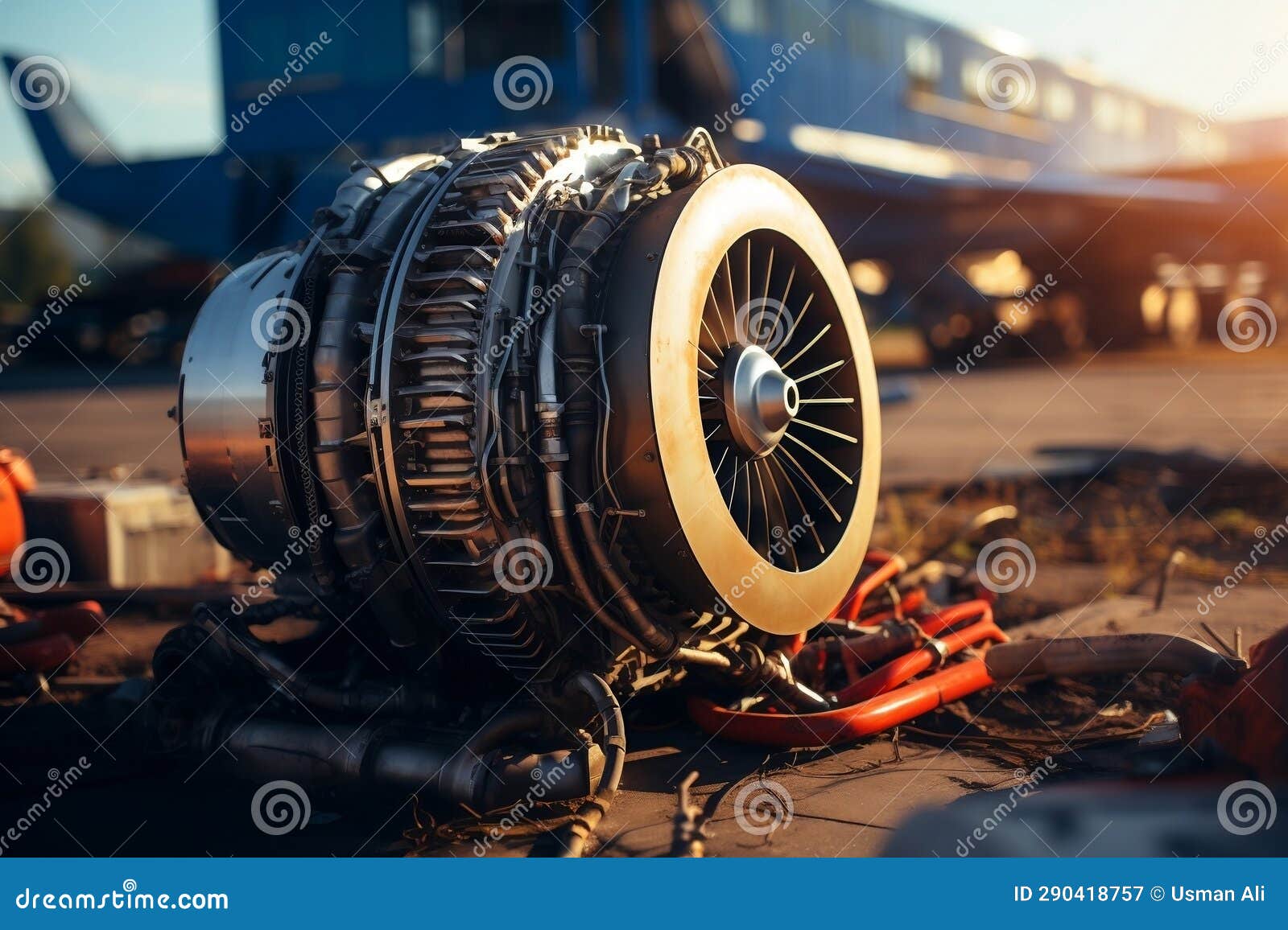Close-Up of Airplane Engine before Takeoff. AI Stock Illustration ...