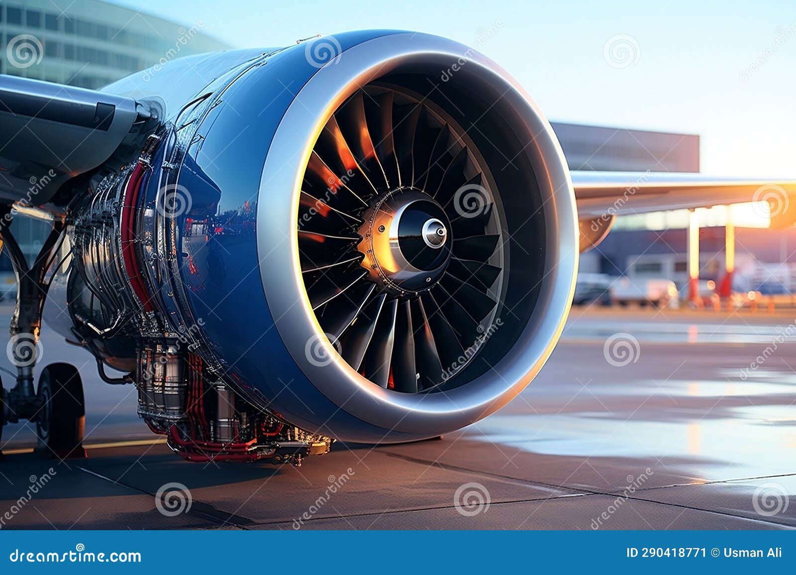 Close-Up of Airplane Engine before Takeoff. AI Stock Image - Image of ...