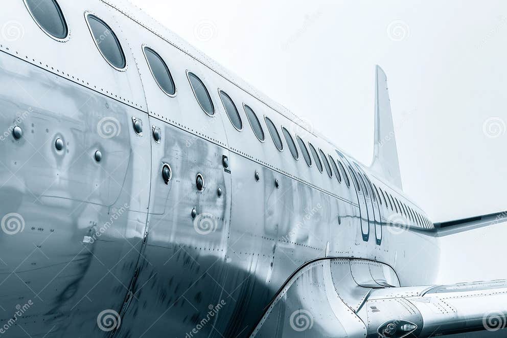 Close-up of Airplane Fuselage on a White Backdrop. Stock Illustration ...
