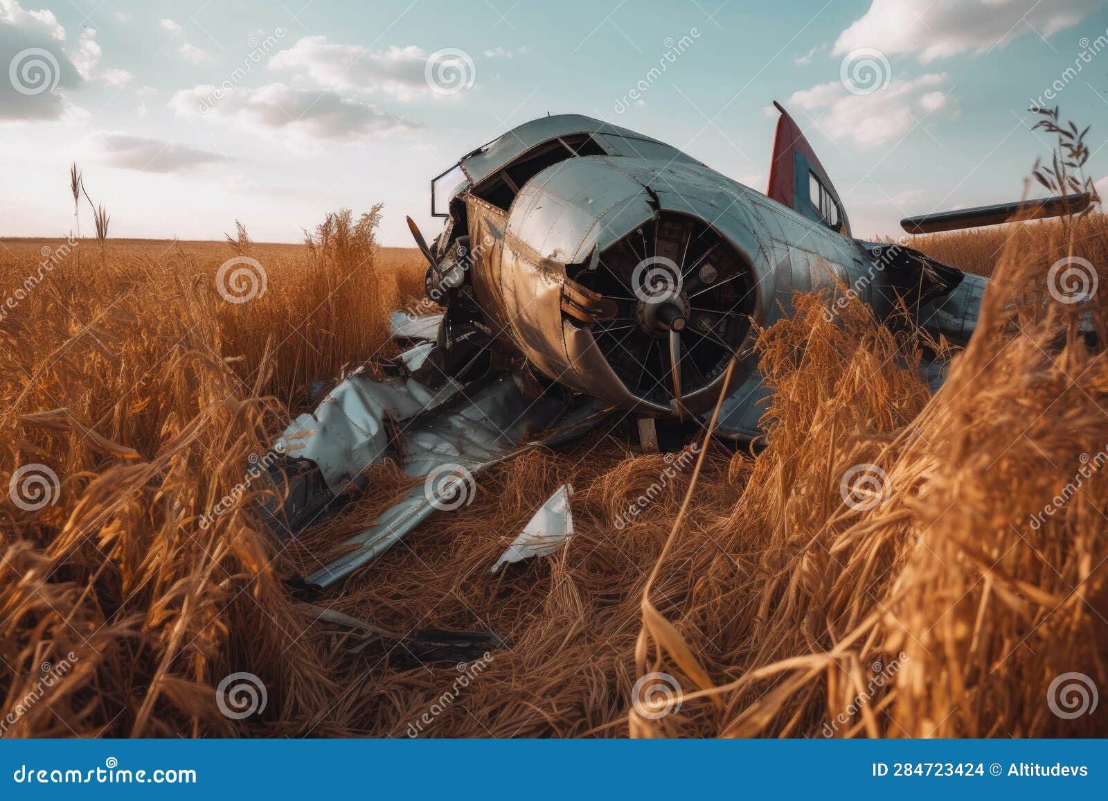 Airplane Wreckage Underwater Surrounded By Fish And Coral Concept Of ...