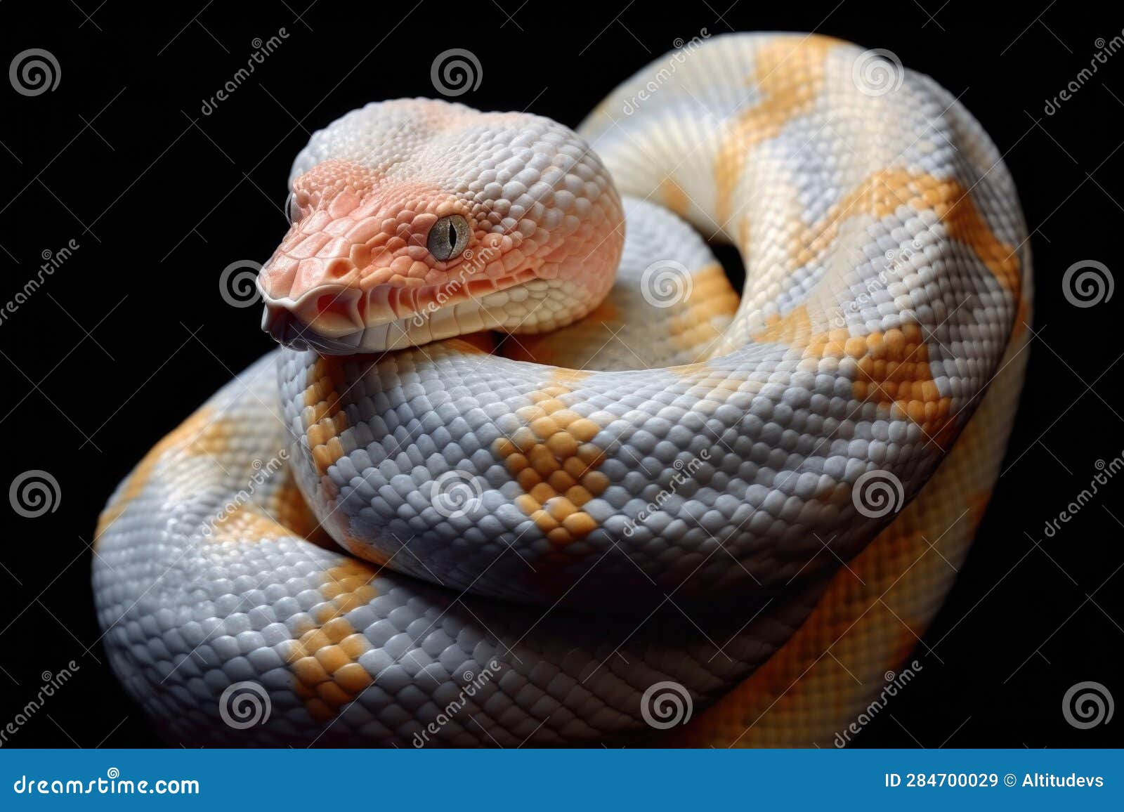 Close-up of an Albino Snake Coiled and Ready To Strike Stock ...