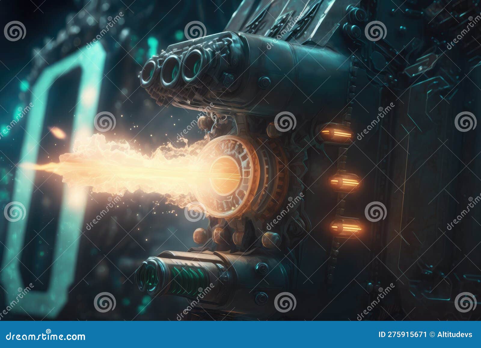 Close-up of Alien Blaster, with the Details Visible, As it Fires at ...
