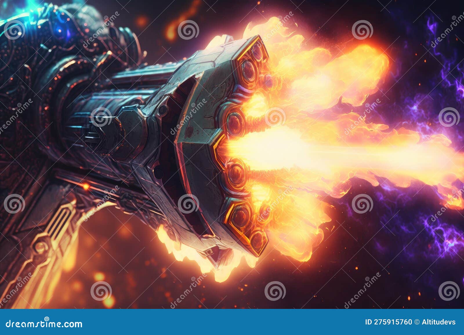 Close-up of Alien Blaster, with Smoke and Flames Visible Stock ...
